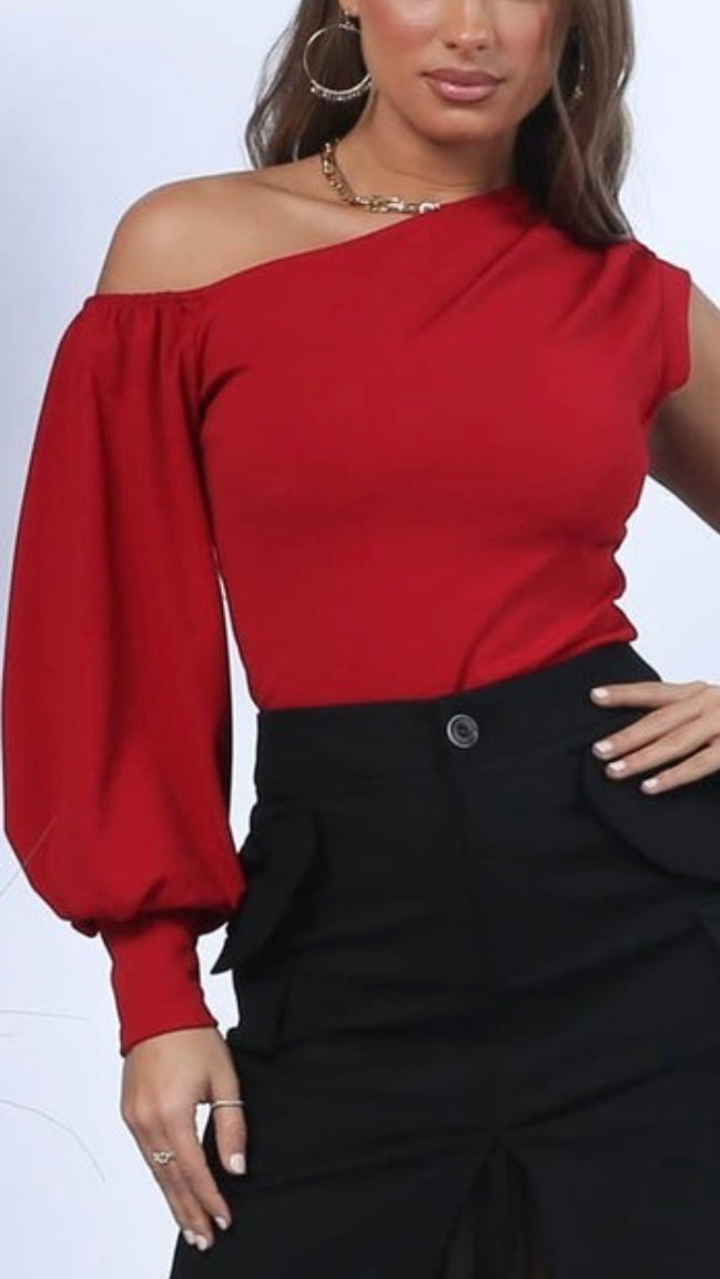 Red Asymmetrical Top – The Sheek Boutique
