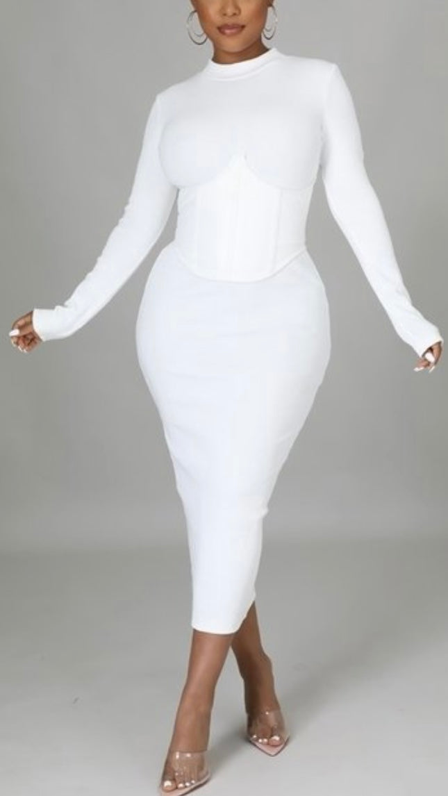 White Ivory Knit Corset Dress – The Sheek Boutique